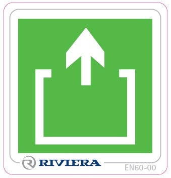 Label Safety Escape Hatch Arrow 60-00 – Riviera Genuine Parts