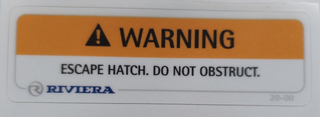 Label Safety Escape Hatch 20-00 – Riviera Genuine Parts